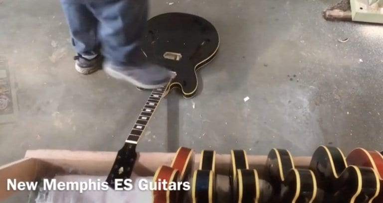 New video of Gibson destroying guitars, this time it's ES models ...