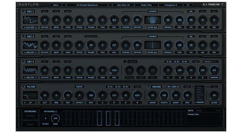 Babylon Synthesizer - One Page Wonder virtual synthesizer - gearnews.com