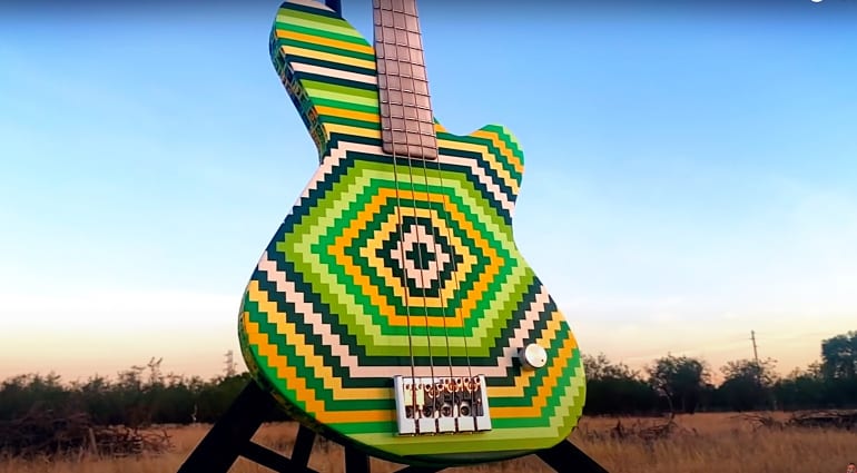 This Burls Art LEGO Bass uses 2000 Lego bricks and has a piezo pickup ...